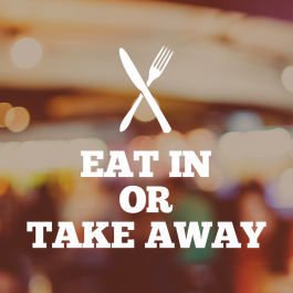 Cafe Shop Window Sign - Eat in or Take Away | Sticker Gizmo
