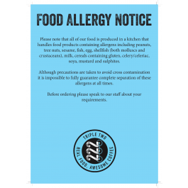Triple Two - Food Allergen Notice | Sticker Gizmo