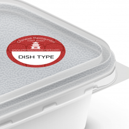 Chinese Takeaway Label - Red Pattern Dish | Sticker Gizmo