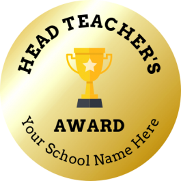 Gold Head Teacher Award Stickers | Sticker Gizmo